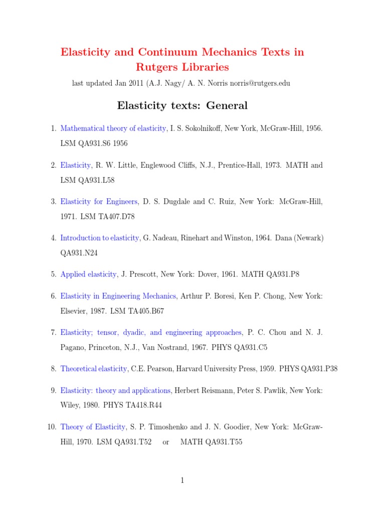 Elastic Continuum Texts | PDF | Elasticity (Physics) | Teaching Mathematics