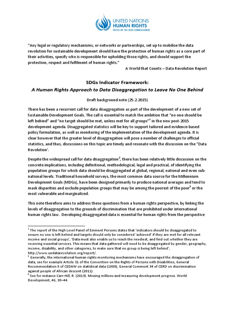 A Human Rights Approach To Data Disaggregation To Leave No One Behind | PDF | Discrimination ...
