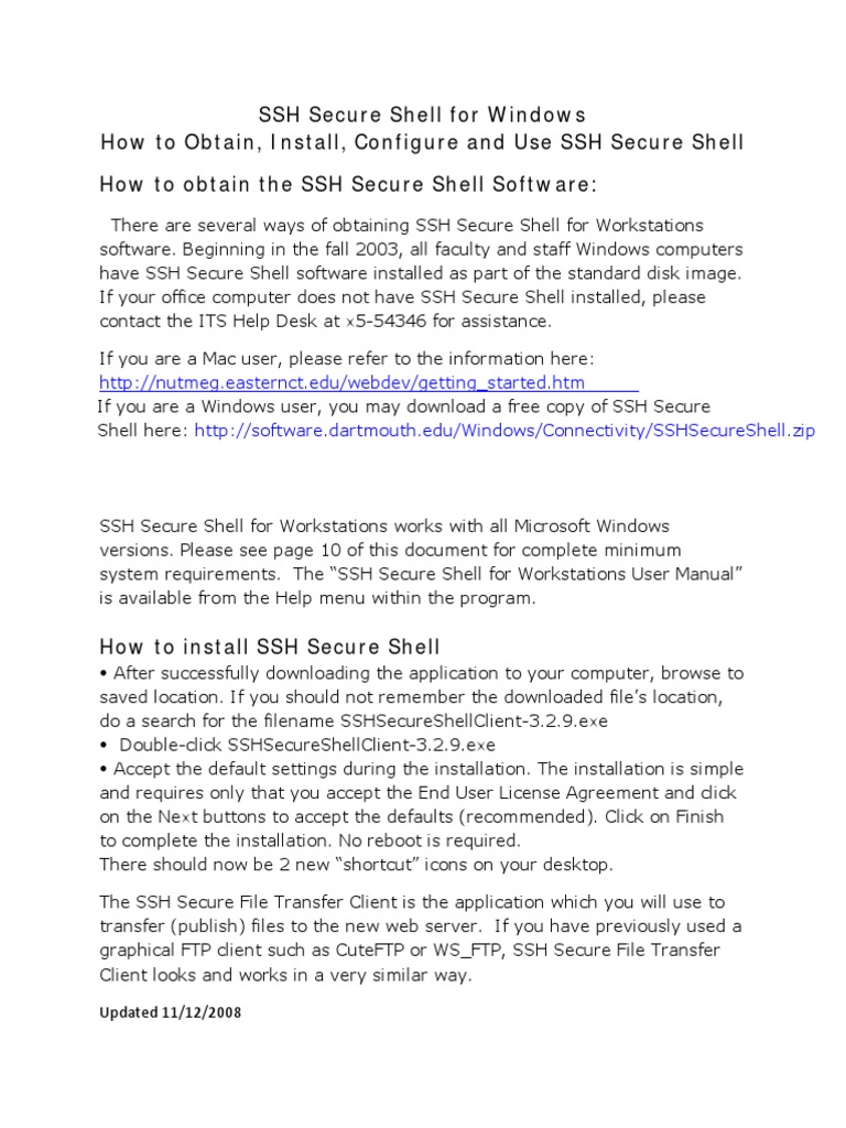 SSH Secure Shell Setup Guide for Windows | PDF | Secure Shell | Shell ...