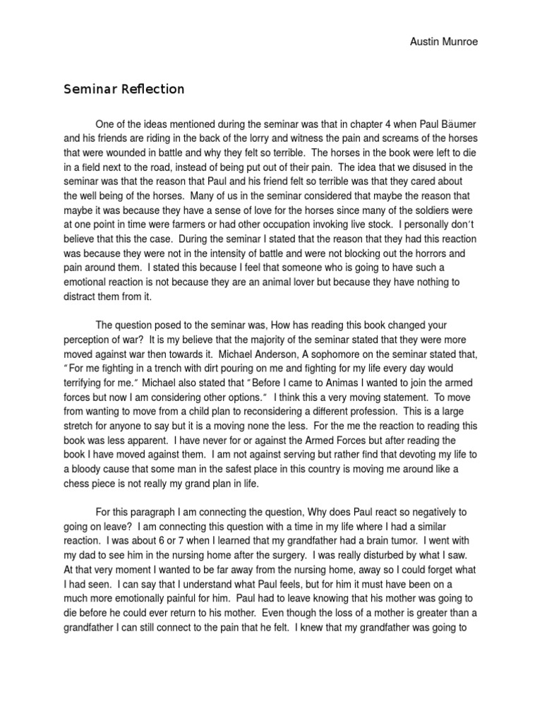 Seminar Reflection Aqotwf | PDF | Violence