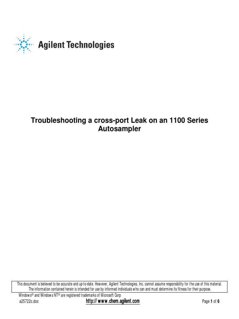 Agilent Rotor Seal | PDF | Leak | Valve