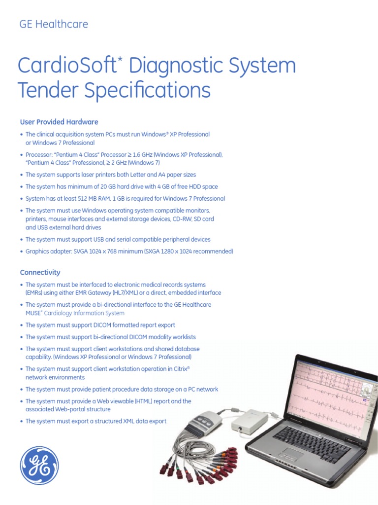 CardioSoft Specifications Tender | PDF | Microsoft Windows | Electronic ...