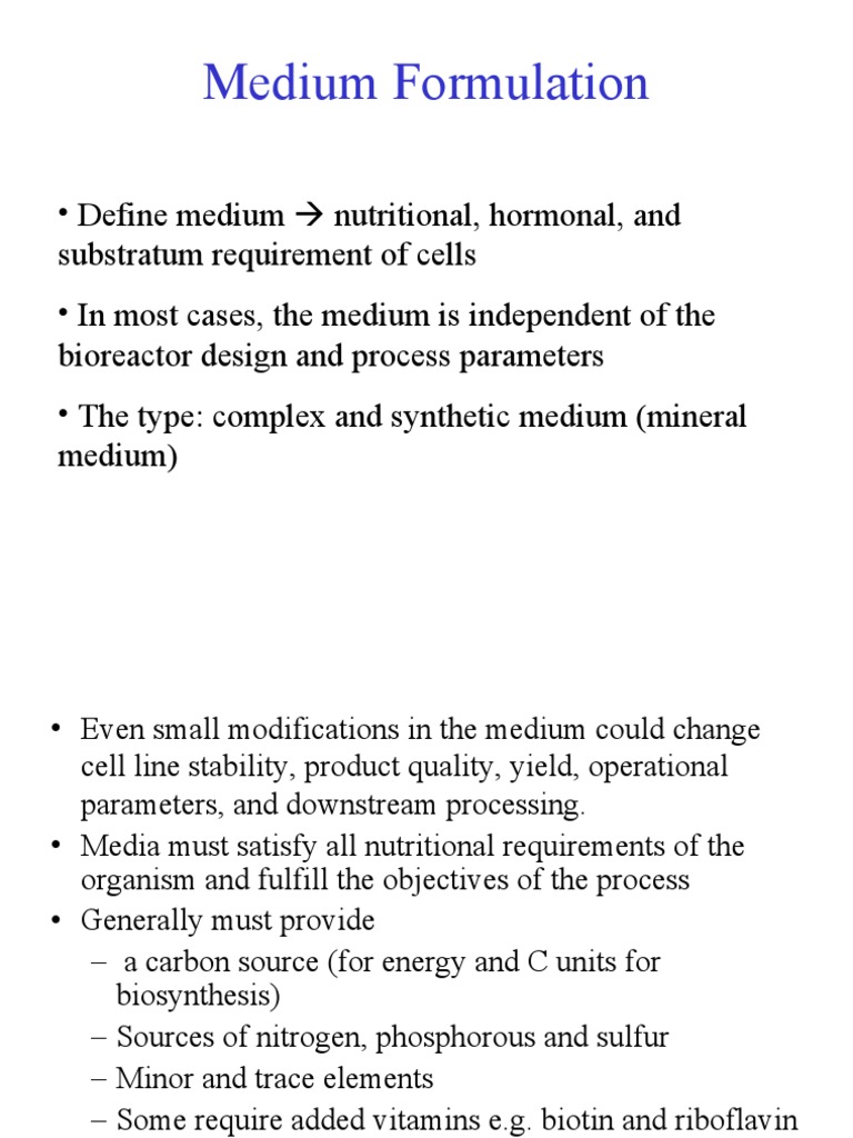 Media Formulation | PDF | Growth Medium | Metabolism
