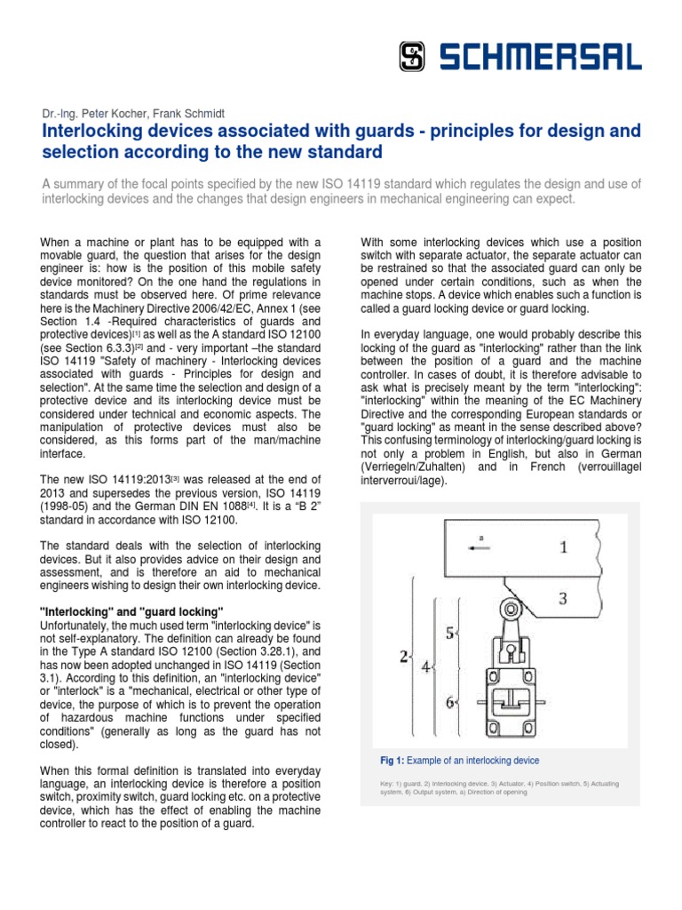 Design And Selection Of Interlocking Devices Pdf Machines Switch
