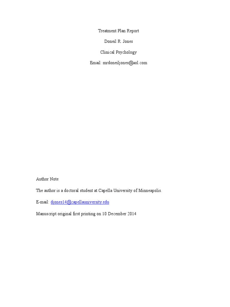 Full Anxiety Treatment Plan | PDF | Psychotherapy | Anxiety