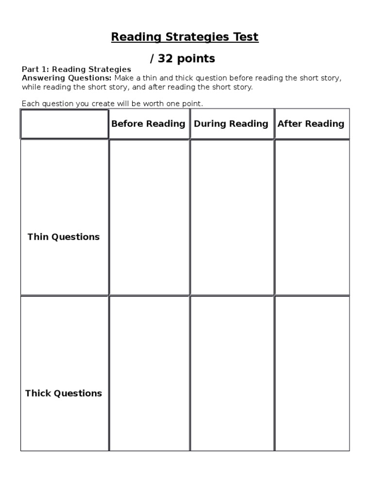 Reading Strategies Test | PDF | Foreign Language Studies