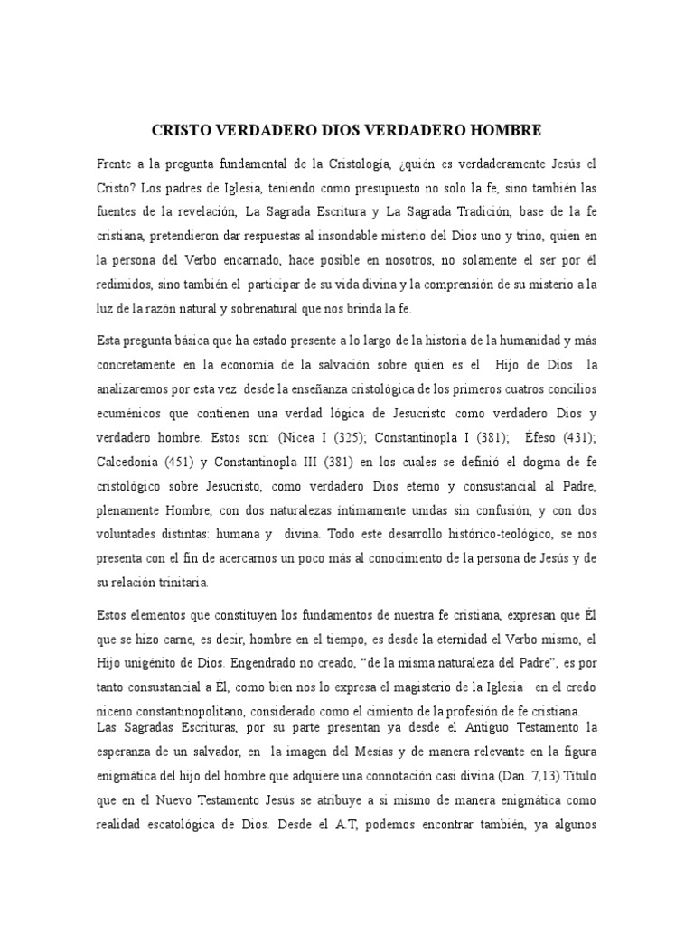 Cristo Verdadero Dios Verdadero Hombre | PDF | Cristología | Cristo (título)
