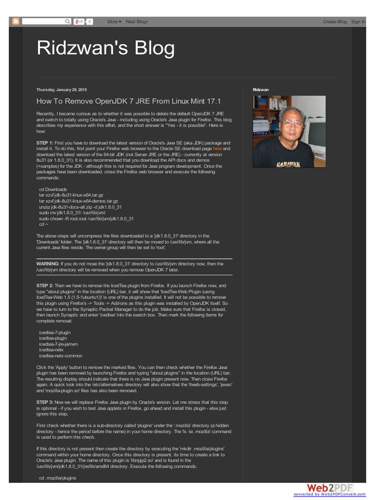 How To Remove Openjdk 7 Jre From Linux Mint 17 1 Pdf Java Virtual Machine Java Software