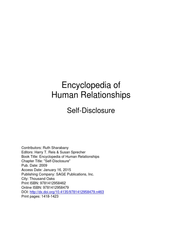 Self Disclosure Theory | PDF | Interpersonal Relationships | Psychotherapy
