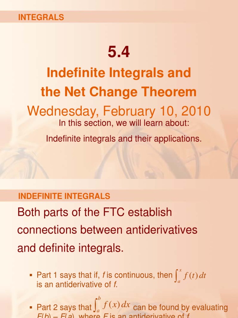 Indefinite Integrals and The Net Change Theorem | PDF | Integral | Velocity