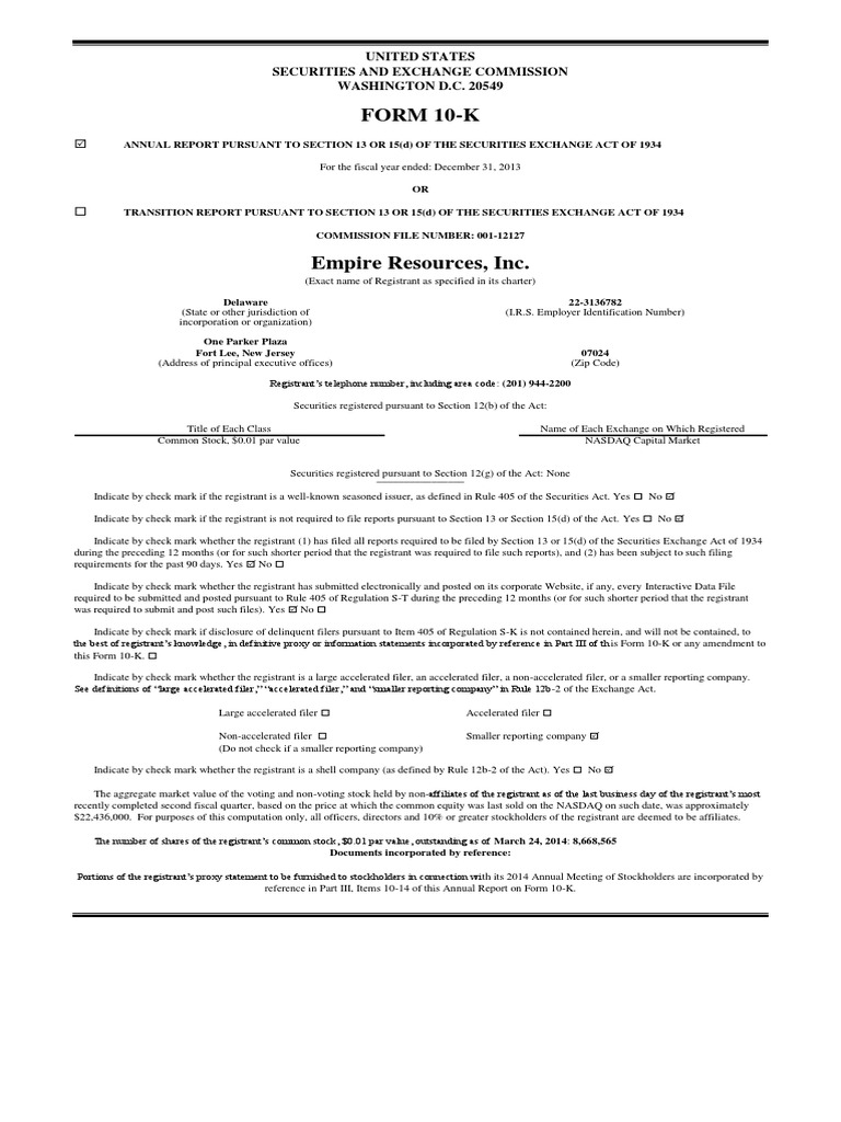 FORM 10-K: United States Securities and Exchange Commission WASHINGTON ...