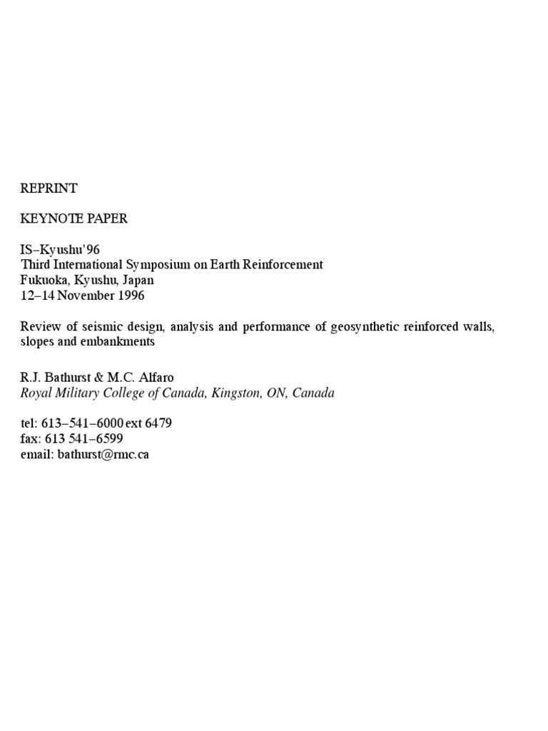 Review of Seismic Design, Analysis and Performance of MSE, Slope and ...
