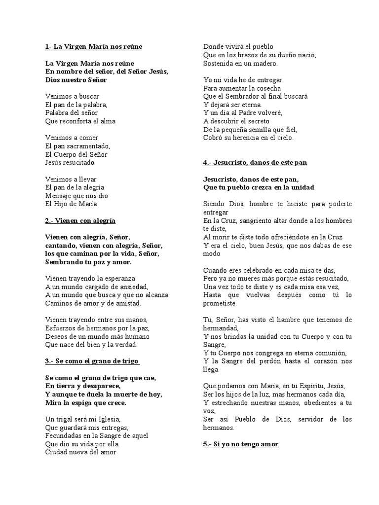 Cancionero Fiestas de La Virgen | María, madre de Jesús | Misa (liturgia)