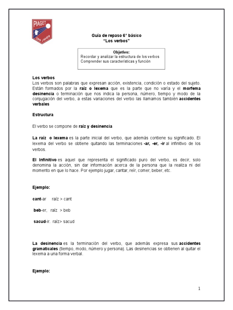 Los Verbos 6 BÃ¡Sico | PDF | Verbo | Numero Gramatical
