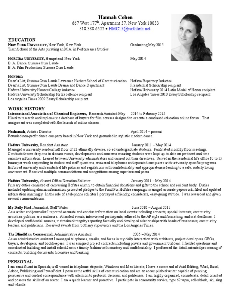 Hannah Cohen Admin Resume FINAL 021015 | PDF | Communication | Further ...
