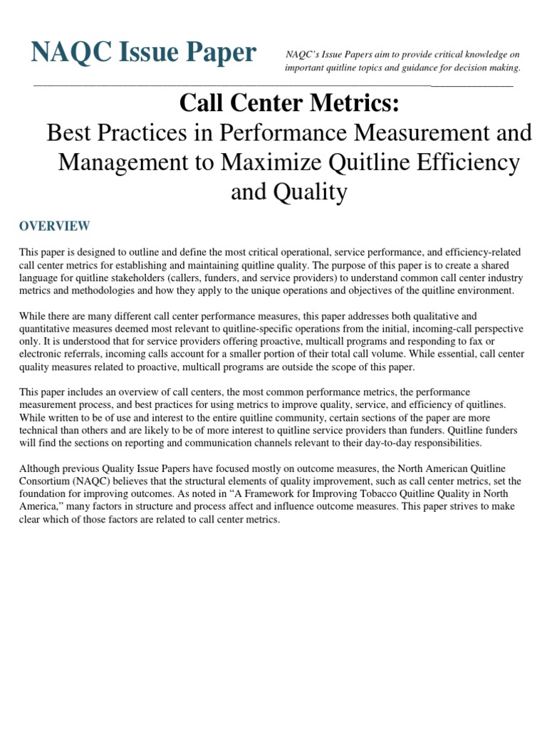 Call Center Metrics-Performance Measurement | PDF | Call Centre ...