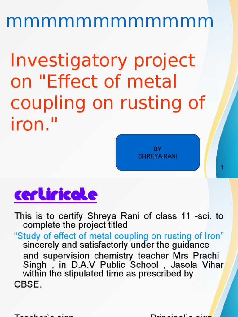 Investigatory Project On Metal Coupling | Download Free PDF | Rust | Oxide
