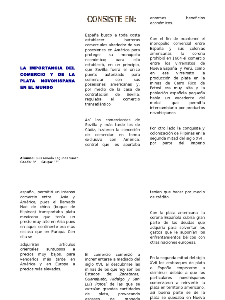 La Importancia Del Comercio y de La Plata Novohispana en El Mundo | PDF ...