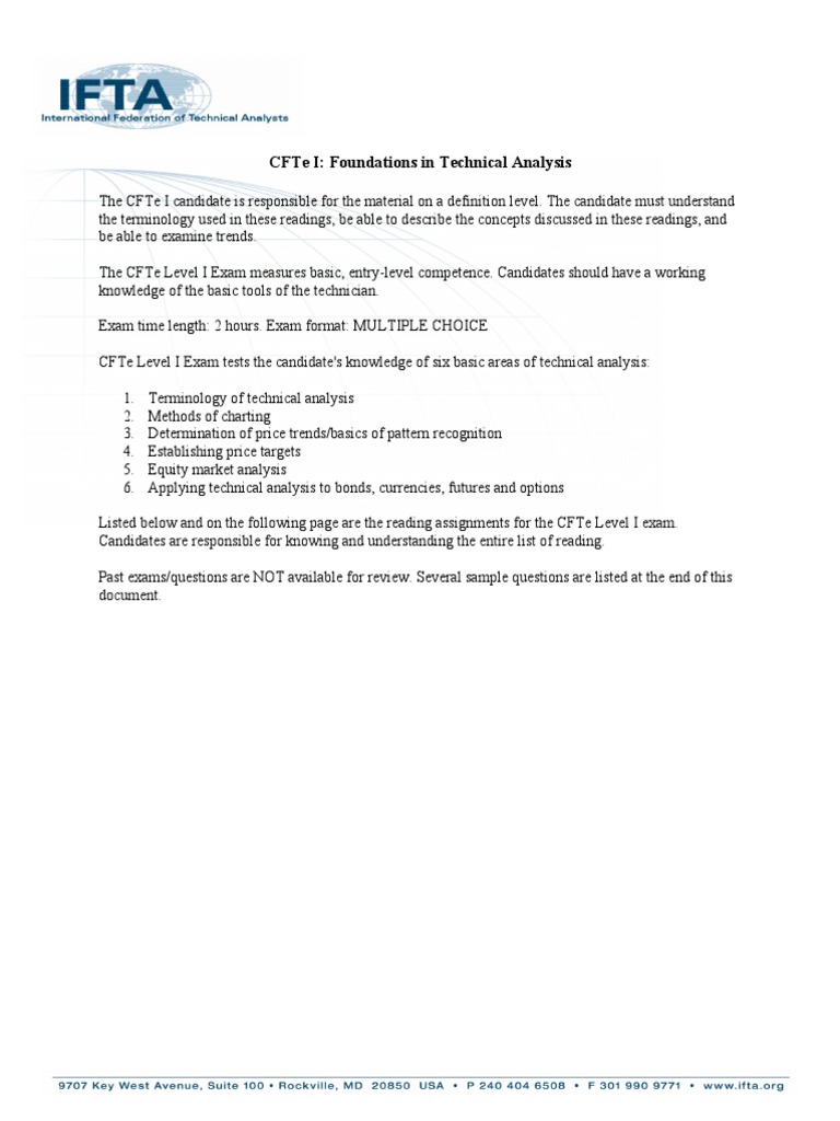 CFTe 1 Syllabus Reading List Updated Aug09 | PDF | Technical Analysis ...