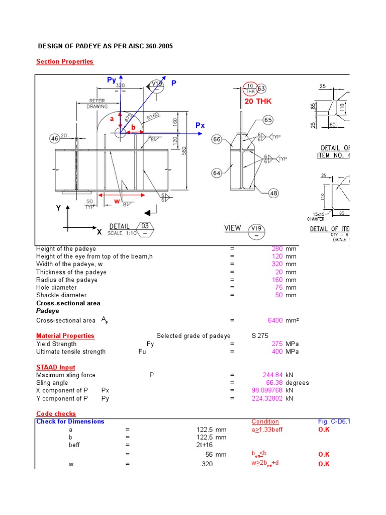 PADEYE-AISC-360-2005 Calculation | PDF