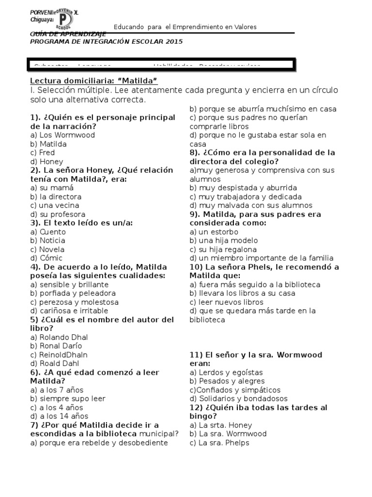 Prueba de Matilda | PDF