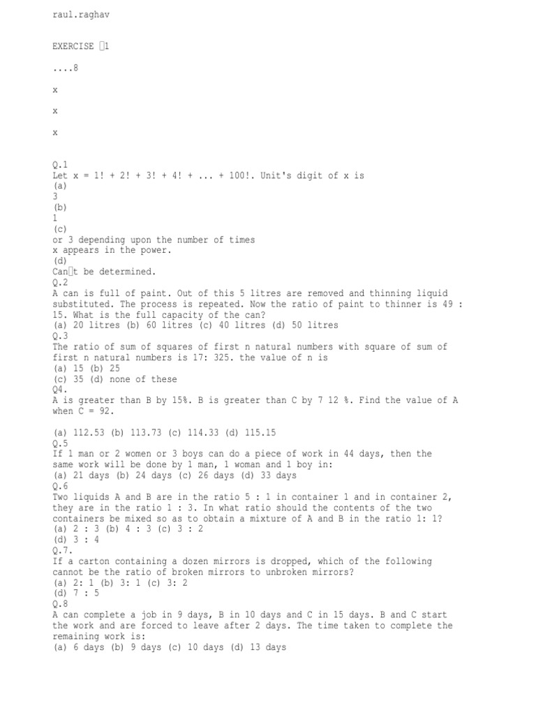 Quantitative Ability Questions With Solutions | PDF | Percentage ...