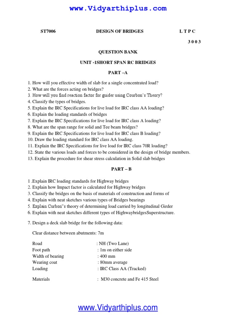 ST7006-Design of Bridges PDF | Download Free PDF | Bridge | Prestressed ...