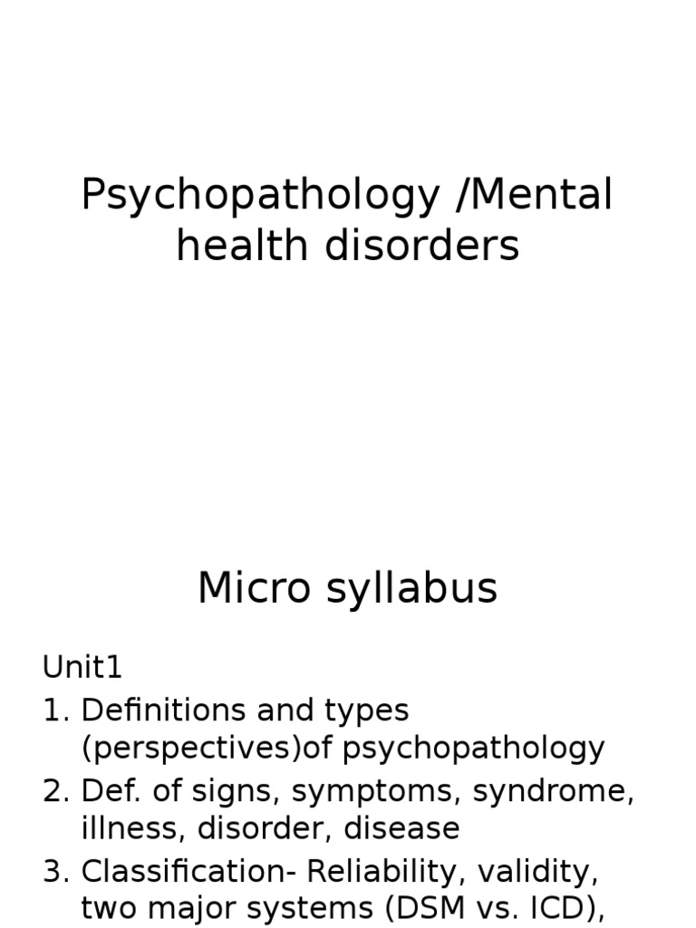 Psychopathology - Introduction - Signs and Symptoms | PDF ...