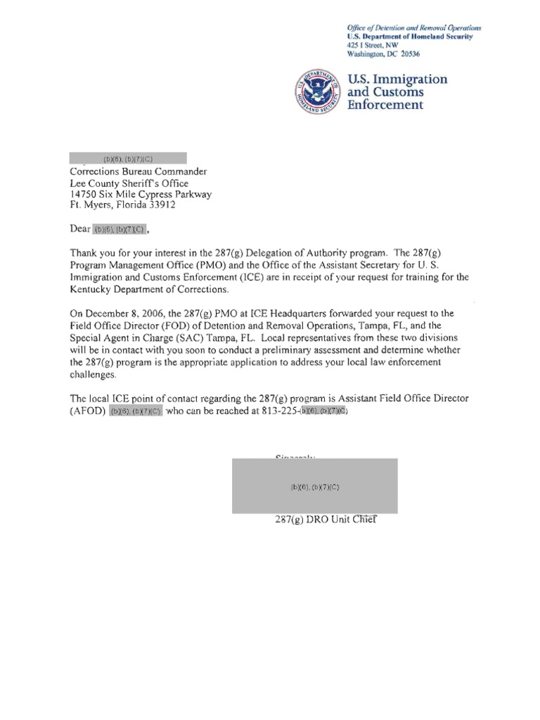 Lee County, Florida - Request To Join ICE 287 (G) Program | PDF | U.S ...