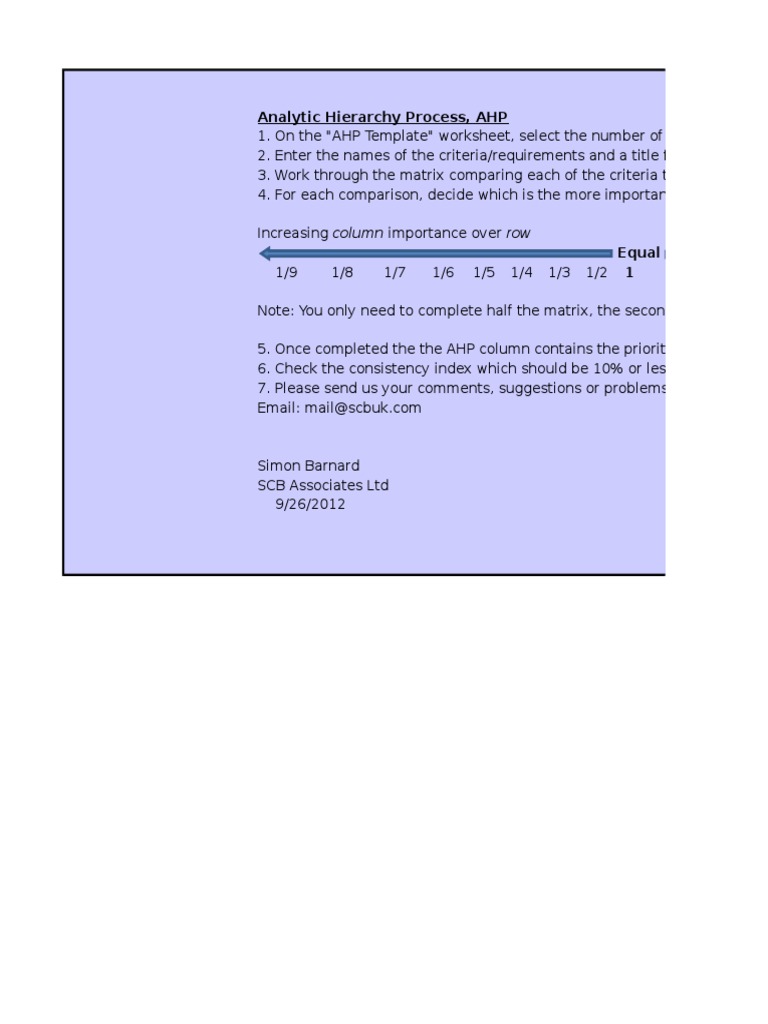 Ahp Template Scbuk | PDF | Applied Mathematics | Analysis