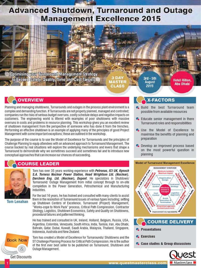Advanced Shutdown Turnaround and Outage Management Excellence 2015 ...