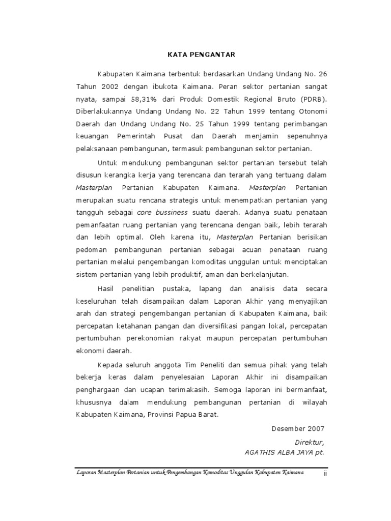 Masterplan Pertanian Kaimana 2023 | PDF | Ilmu Sosial