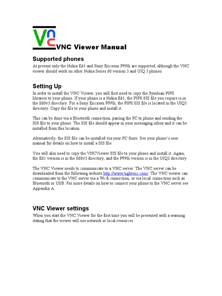 VNC Viewer Manual | PDF | Ip Address | System Software
