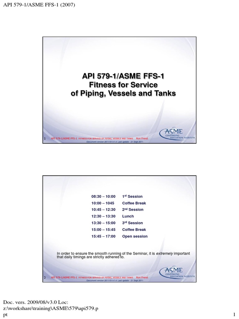 Asme API 579 SI Handouts | PDF | Fracture | Reliability Engineering