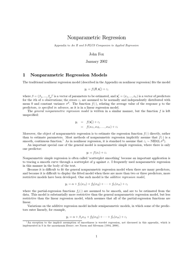 Appendix Non Parametric Regression | PDF | Linear Regression | Regression Analysis