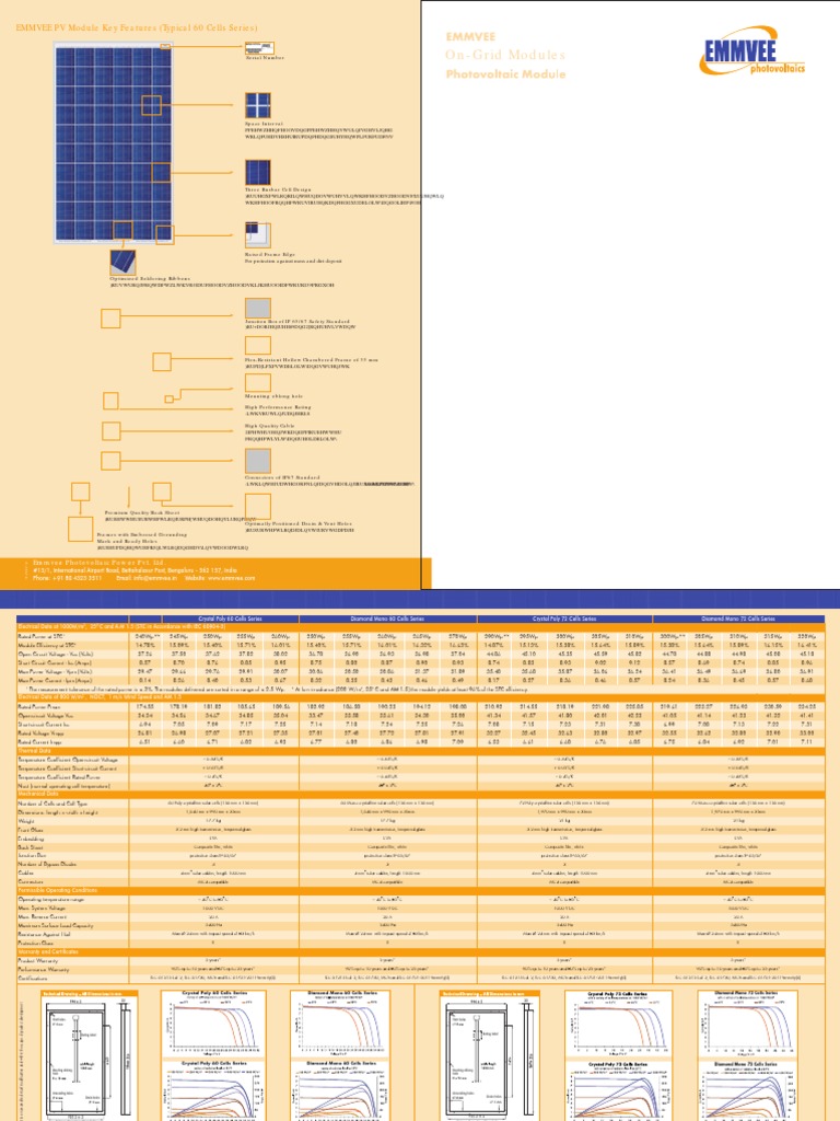 EMMVEE On-Grid Data Sheet Revised 2014 | PDF | Photovoltaics ...