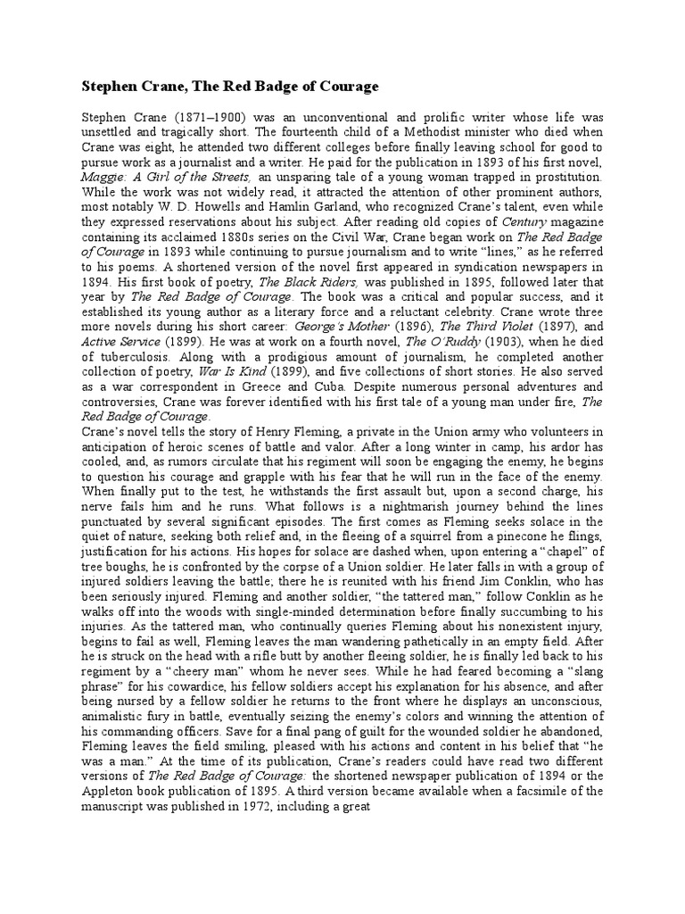Stephen Crane, The Red Badge of Courage | Download Free PDF | Stephen ...