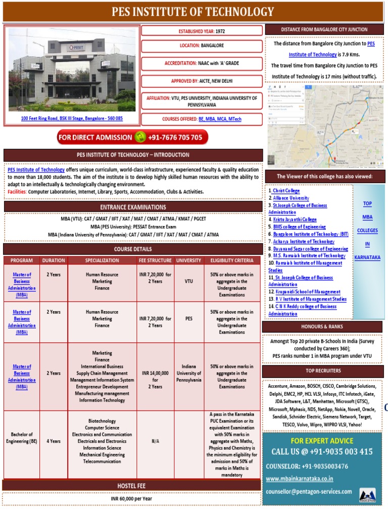 PES Institute of Technology | PDF | Master Of Business Administration ...