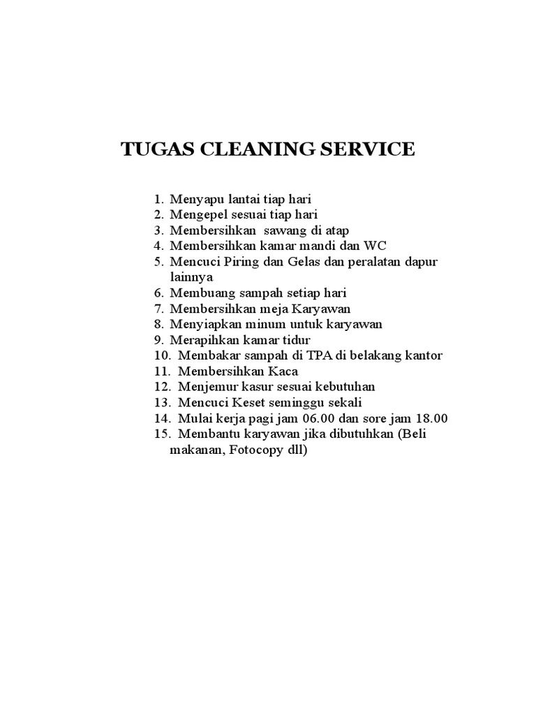 Tugas Cleaning Service | PDF