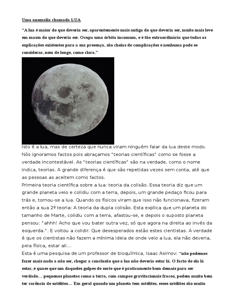 Uma Anomalia Chamada LUA | PDF | Lua | Terra