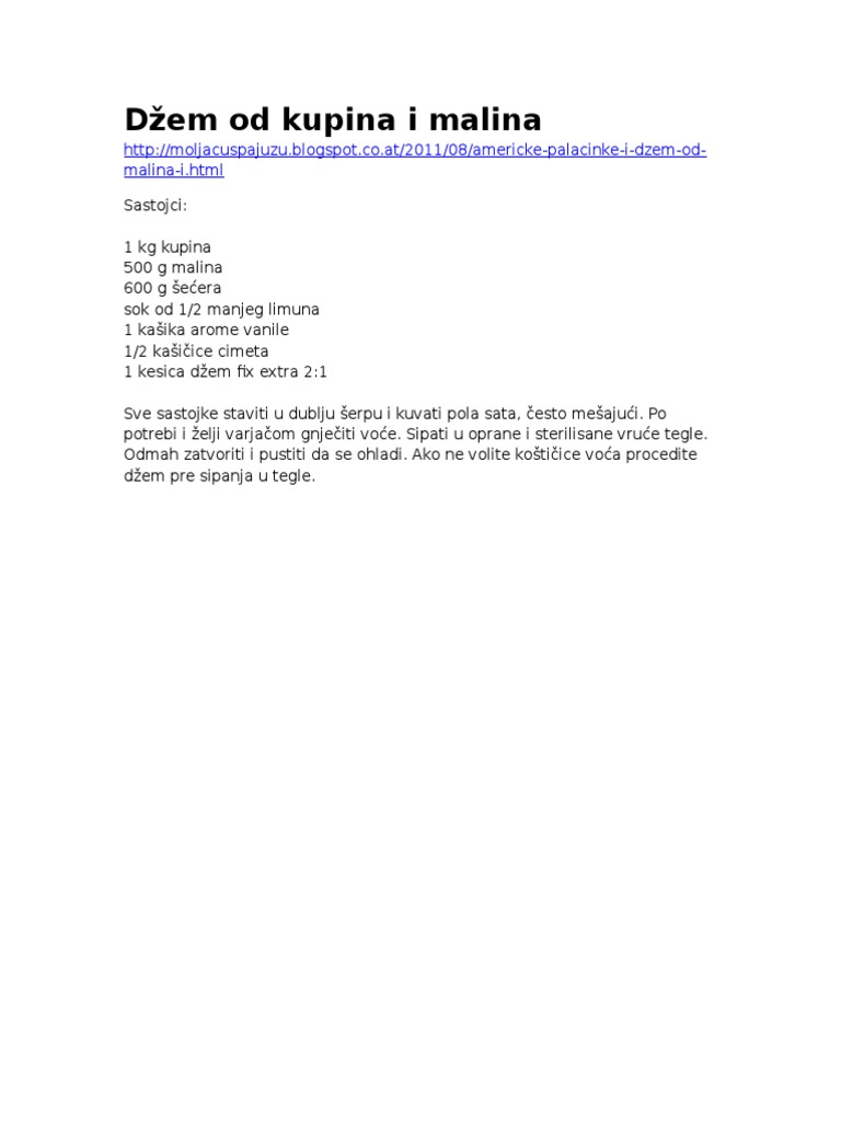 Džem Od Kupina I Malina | PDF