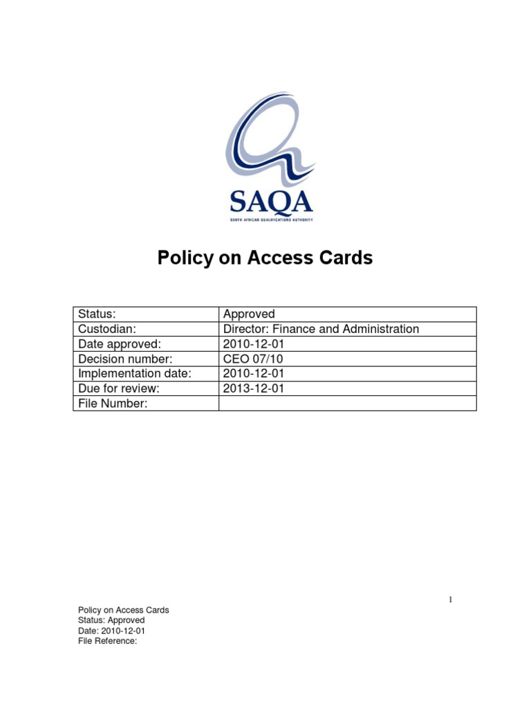 Access Cards 2010-12-01 | Chief Executive Officer | Employment
