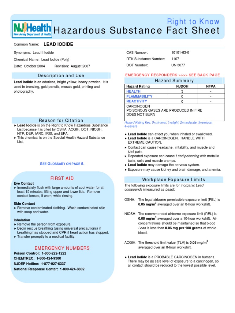 Hazardous Substance Fact Sheet: Right To Know | PDF | Personal ...