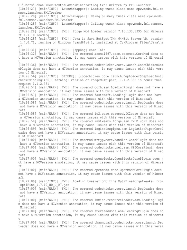 Mine Craft Log | PDF | Java Virtual Machine | Java (Programming Language)