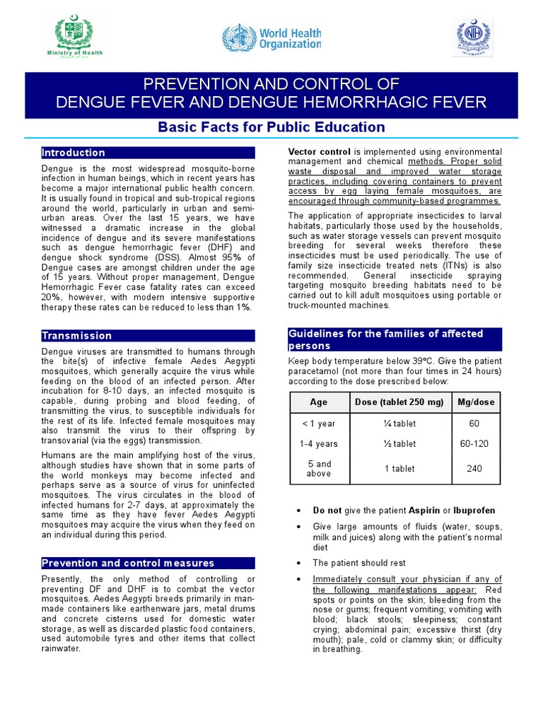 Dengue Guidelines For Public | PDF | Mosquito | Fever
