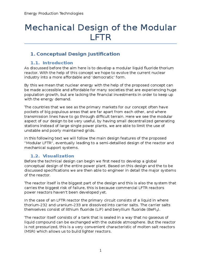 Modular LFTR Design for Affordable Nuclear Energy | PDF | Nuclear ...