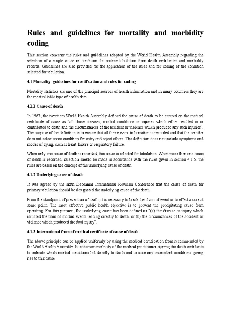 Rules and Guidelines For Mortality and Morbidity Coding | PDF | Death ...