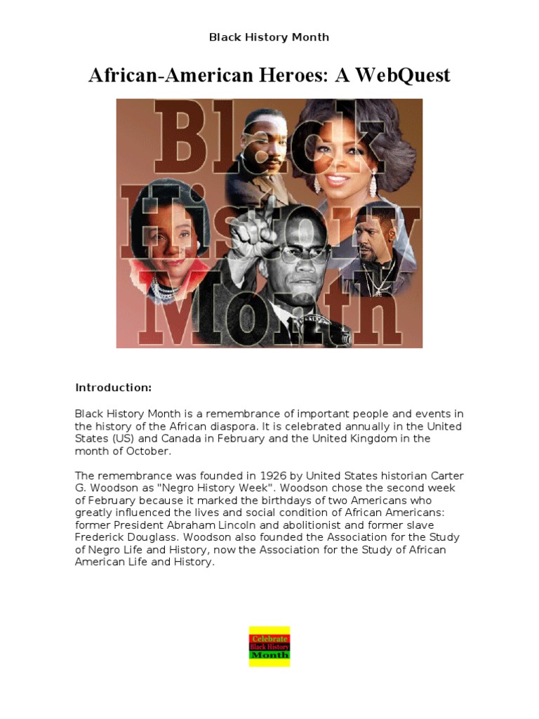 Black History Month WebQuest Activity | PDF | African Diaspora | Slavery