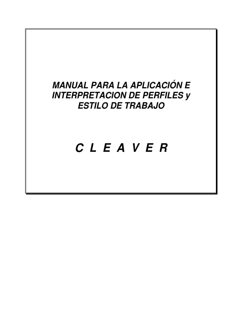 Manual para Aplicacion e Interpretacion CLEAVER | PDF | Toma de decisiones | Creatividad