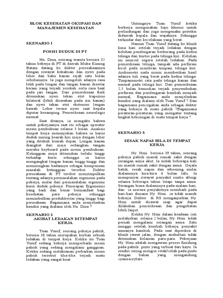 Skenario 1-5 Blok Okupasi Untuk Mahasiswa | PDF